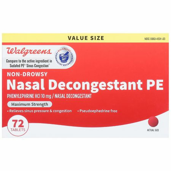 Walgreens Walgreens 10mg Non-Drowsy Maximum Strength Wal-Phed PE Nasal ...