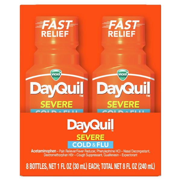 Vicks DayQuil Original Severe Cold & Flu Daytime Liquid Relief Same-Day ...