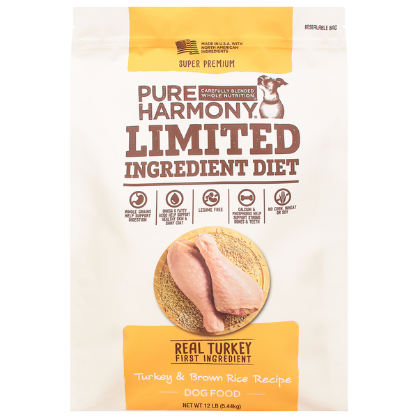 Pure Harmony Dog Food, Turkey & Brown Rice Recipe, Limited Ingredient Diet, Super Premium Same ...