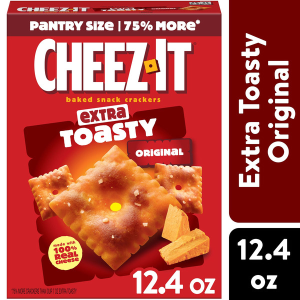 Cheez-It Cheese Crackers Extra Toasty, Baked Snack Crackers, 12.4 oz ...