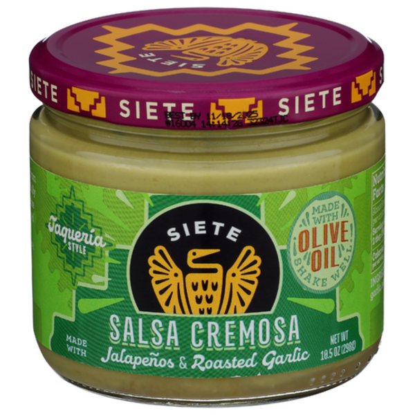 Siete Salsa Cremosa, Jalapenos & Roasted Garlic, Taqueria Style Same ...