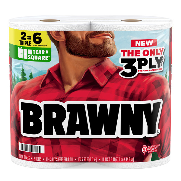 Kroger BRAWNY TEAR-A-SQUARE PAPER TOWELS, 2 TRIPLE ROLLS Same-Day ...