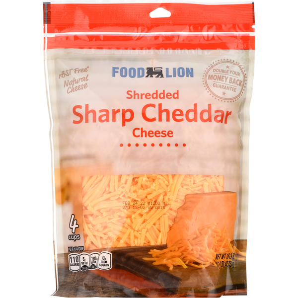 Food Lion Food Lion Shredded Cheese, Natural, Sharp Cheddar Same-Day ...