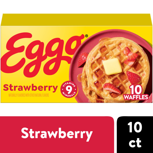 Kellogg’s Eggo Strawberry Waffles, Frozen Breakfast, 12.3 oz, 10 Count ...
