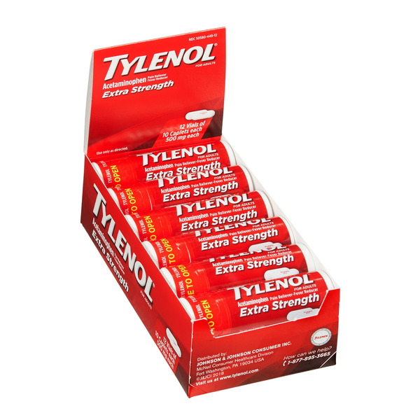TYLENOL Acetaminophen, Extra Strength, Adults, 500 mg, Caplets Same-Day ...