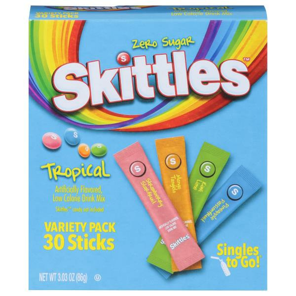 Publix Skittles Drink Mix, Singles To Go, Zero Sugar, Tropical, Variety ...