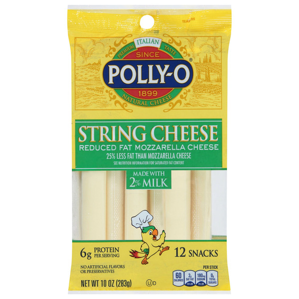 Wegmans Polly-O String Cheese Mzarella Cheese Snacks with 2% Milk, 12 ...