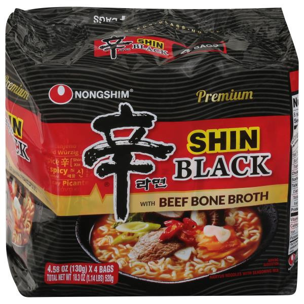 Nongshim Ramyun Noodles, with Seasoning Mix, Shin Black, Beef Bone ...