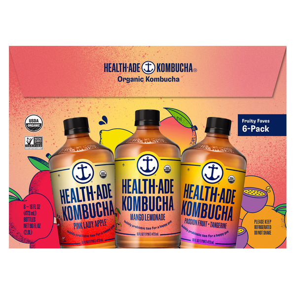 Health-Ade Kombucha Healthy Ade Organic Fruity Favorite Kombucha ...