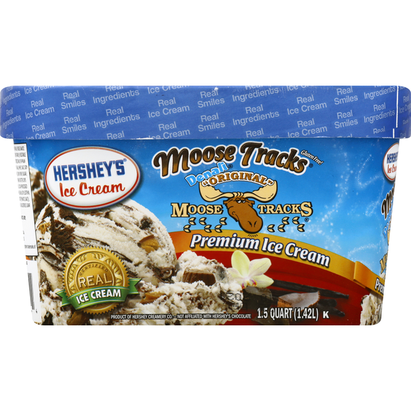 Hersheys Ice Cream Ice Cream, Premium, Moose Tracks (1.5 qt) - Instacart