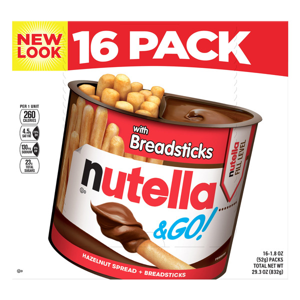 Nutella & Go Hazelnut and Cocoa Spread with Breadsticks, Snack Cups ...