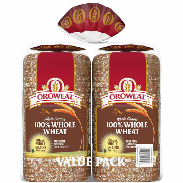 Oroweat 100% Whole Wheat Bread, 2 lbs, 2-count Same-Day Delivery | Costco