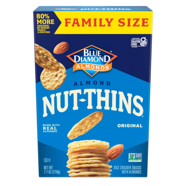 Kroger Blue Diamond Rice Crackers Snacks, Original, Almonds, Family ...