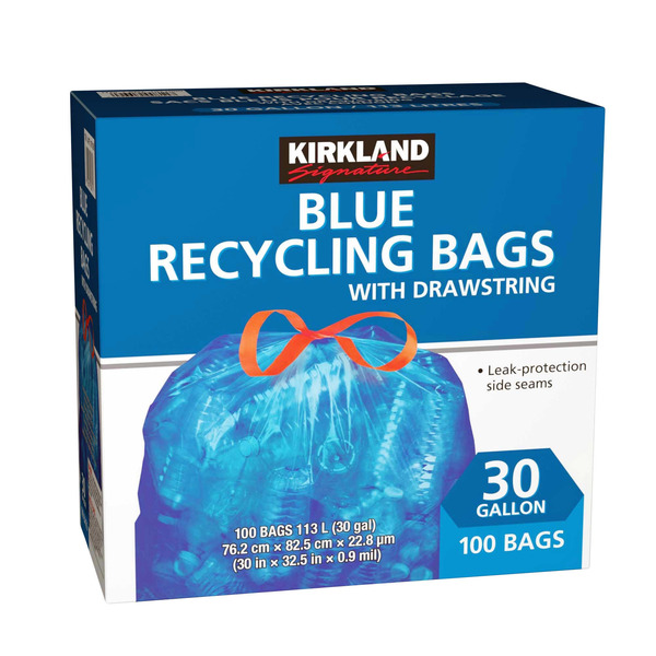 Kirkland Signature Blue Recycling Bags 30" x 32.5" Same-Day Delivery ...