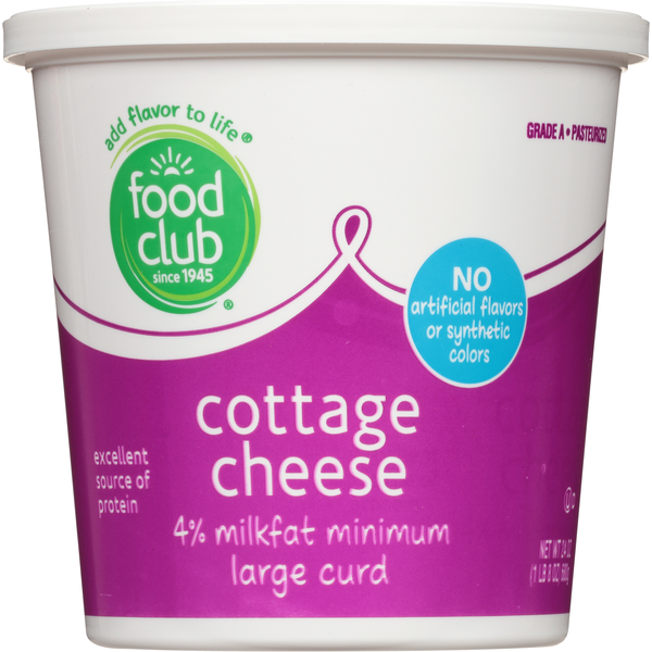 Food Club Cottage Cheese, Large Curd, 4% Milkfat Minimum Same-Day ...