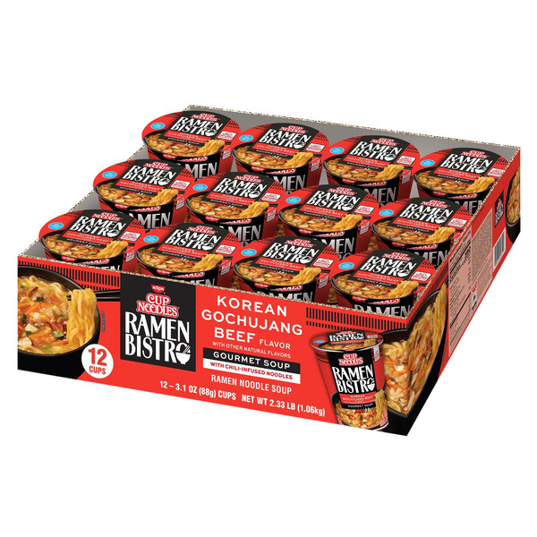 Cup Noodles Ramen Bistro Korean Gochujang Beef Soup, 12-count, 3.1 oz ...