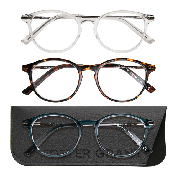 Foster Grant #809 Classic Plastic Round Reading Glasses Same-Day ...