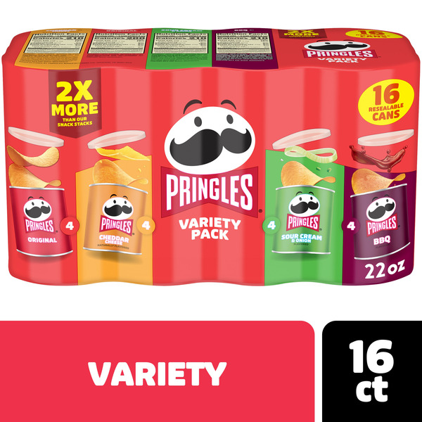 Walmart Pringles Potato Crisps Chips Variety Pack, Lunch Snacks, 22 oz ...