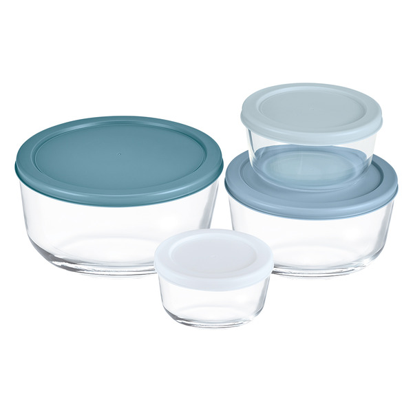 Crofton 8pc Glass Bowl Set with Lids, Blue Wave Same-Day Delivery or ...