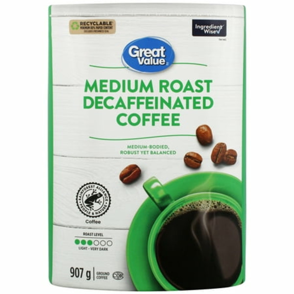 Walmart Great Value Medium Roast Decaffeinated Ground Coffee Same-Day ...
