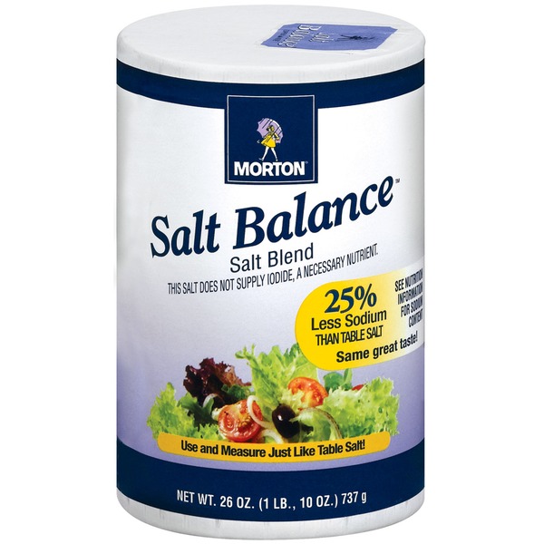 Morton Salt Balance 25% Less Sodium Than Table Salt Salt Blend (26 oz ...