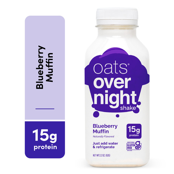 Oats Overnight Blueberry Muffin High Protein Oatmeal Shake, 15g Protein ...