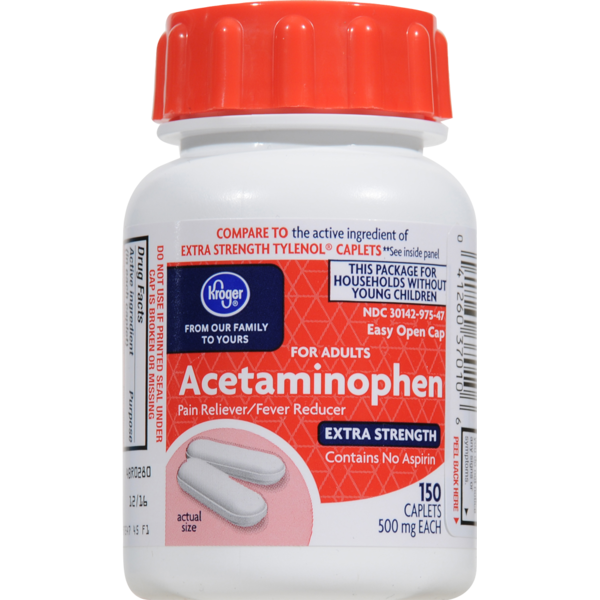 Kroger Kroger Extra Strength Acetaminophen Pain Reliever & Fever ...
