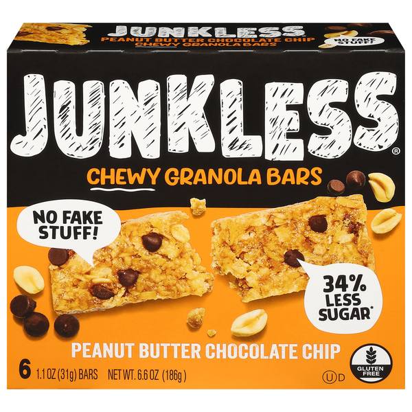 ShopRite JUNKLESS Peanut Butter Chocolate Chip Chewy Granola Bars Same ...