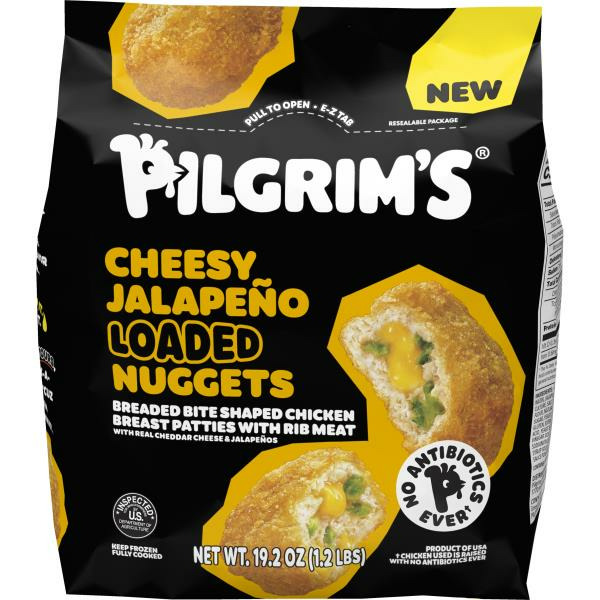 Pilgrim's Pride Brand Cheesy Jalapeno Loaded Nuggets Breaded Bite Shaped Chicken Breastpatties ...