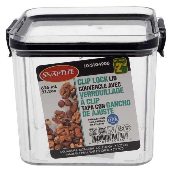 PlasticO Square Storage Container With Clip Lock Lid Same-Day Delivery ...