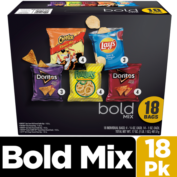 Frito Lay Snacks Bold Mix Variety Packs 17 Oz, 18 Count Same-Day ...