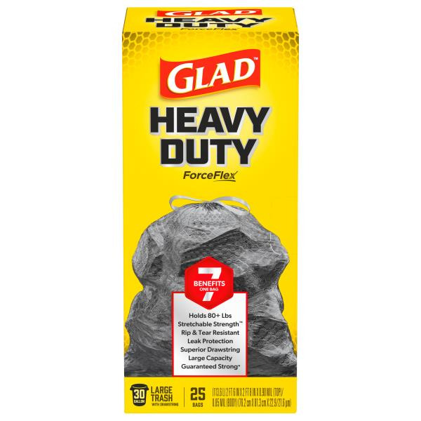 Glad ForceFlex Large Drawstring Trash Bags, 30 Gal Black Trash Bags ...