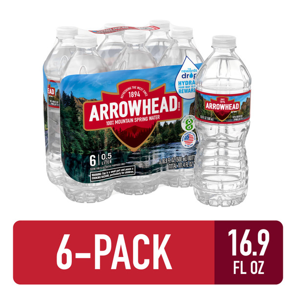 Safeway ARROWHEAD Brand 100% Mountain Spring Water, 16.9-ounce plastic bottles (Pack of 6) Same ...