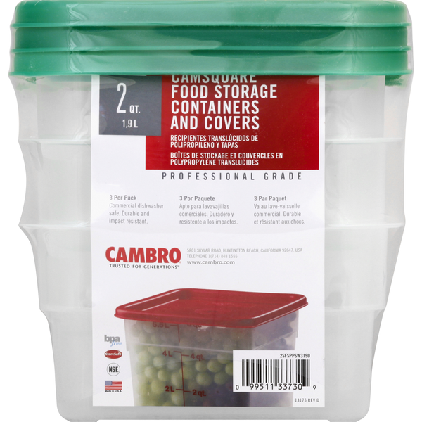 Cambro Food Storage, Containers and Covers, 2 Quarts (1 each) - Instacart