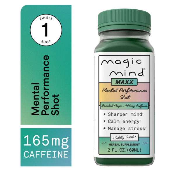 Magic Mind MAXX Mental Performance Shot, 165 mg Caffeine, Time Released ...