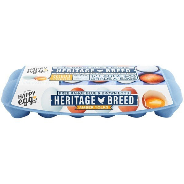 Happy Egg Heritage Breed Blue & Brown Free Range Large Grade A Eggs ...
