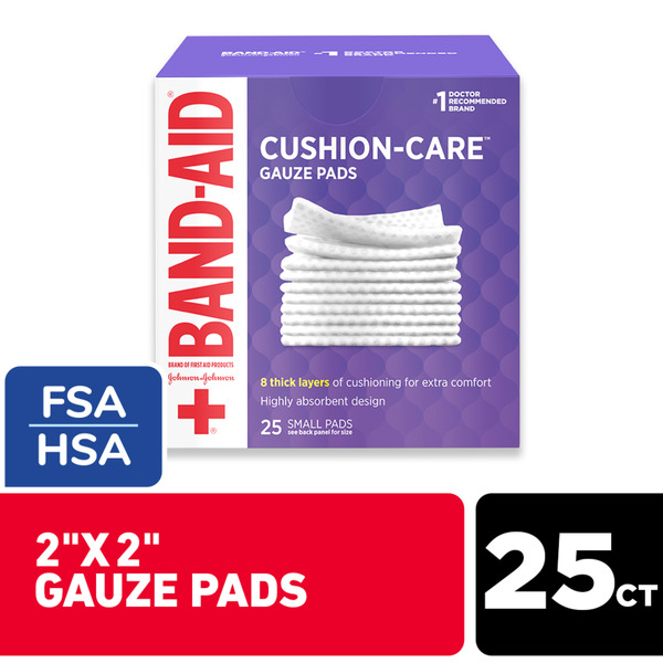 BAND-AID Absorbent Cushion Care Sterile Square Gauze Pads for First Aid ...