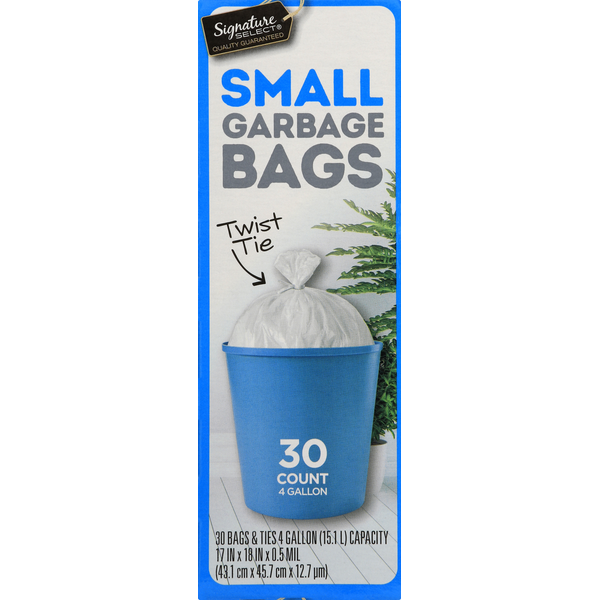 Safeway Signature SELECT Garbage Bags, Twist Tie, Small, 4 Gallon Same ...