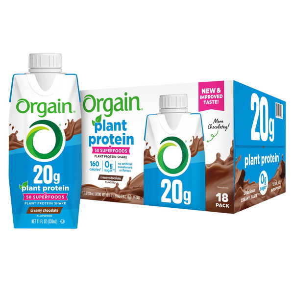 Orgain 20g Plant Based Protein Shake + 50 Superfoods, Creamy Chocolate ...