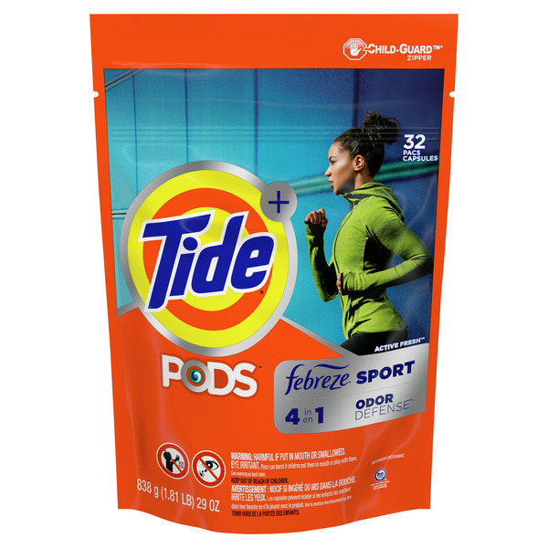 Tide PODS Plus Febreze, Sport Odor Defense Liquid Laundry Detergent Pacs, Active Same-Day ...