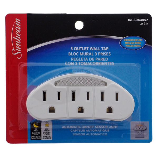 Sunbeam 3 Outlet Tap With Sensor Night Light Same-Day Delivery | Dollarama