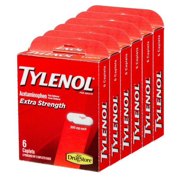 Tylenol Extra Strength Acetaminophen, 500mg, 3 Pouches of 2 Caplets, 6 ...