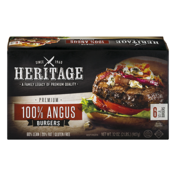 Heritage Premium 100% Angus Burgers (5.33 oz) - Instacart
