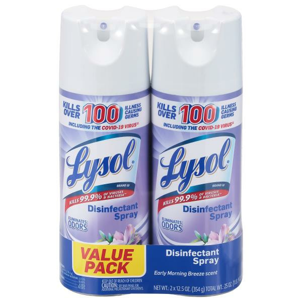 Lysol Disinfectant Spray, Early Morning Breeze Scent, Value Pack Same ...