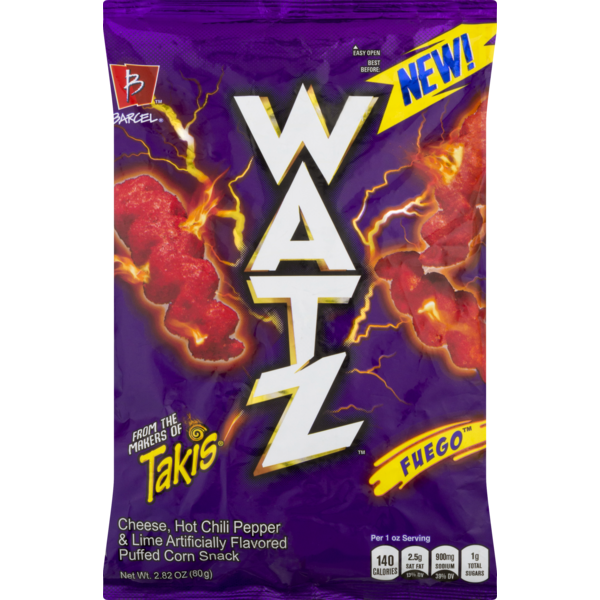 Watz Corn Snack, Puffed, Fuego, Cheese, Hot Chili Pepper & Lime, Bag (2 ...