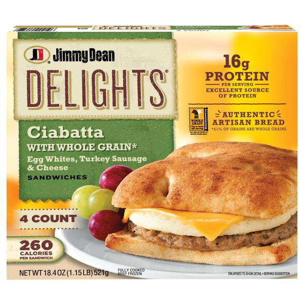 Jimmy Dean Delights Turkey Sausage, Egg White and Cheese Ciabatta ...