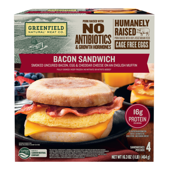 Greenfield Natural Meat Co. Bacon & Egg Breakfast Sandwiches Same-Day ...