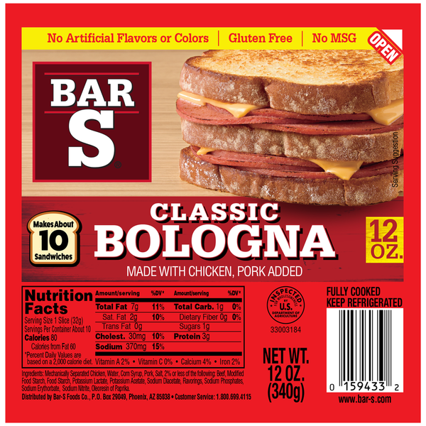 Bar-S Classic Bologna Sliced Deli-Style Lunch Meat Same-Day Delivery or ...