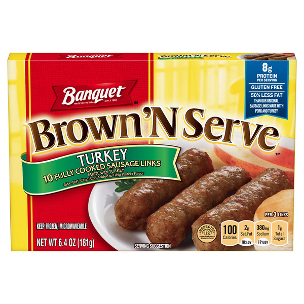 Wegmans Banquet Brown 'N Serve Turkey Sausage Links, Frozen Meat for ...