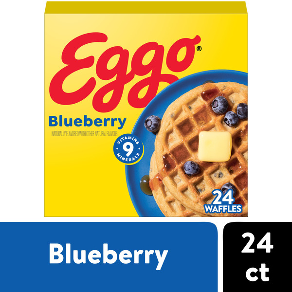 Kellogg’s Eggo Blueberry Waffles, Frozen Breakfast, 24 Count Same-Day ...